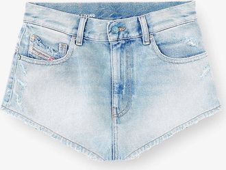 Diesel Blue denim shorts with destroyed effect - DIESEL - gender_Woman