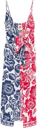 Farm Rio Midikleid mit Blumenprint - Wei&szlig;