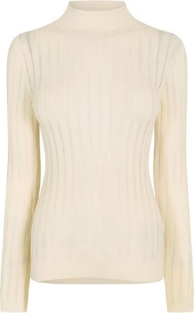 HUGO BOSS Pullover Top f&uuml;r Damen, Stehkragen, Schmal, Lang&auml;rmlig (Wei&szlig;)