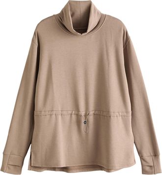 Next Damen Standard Active Sweatshirt mit Wasserfallausschnitt Nerzbraun M