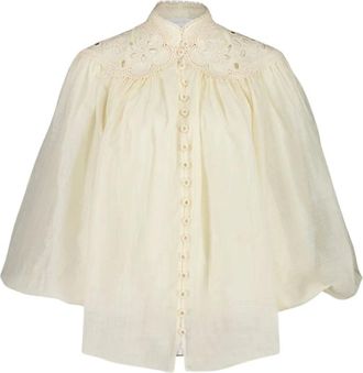 Zimmermann Femme, Blouses et Chemises, Beige, Taille: 42 FR Coco Embroidered Blouse