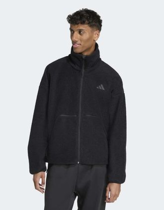 adidas adidas Performance - City Tech - Jacke aus hochflorigem Fleece in Schwarz mit durchgehendem Rei&szlig;verschluss