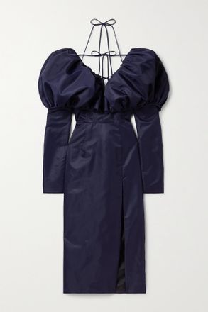 LaQuan Smith Neckholder-midikleid Aus Faille - Blau