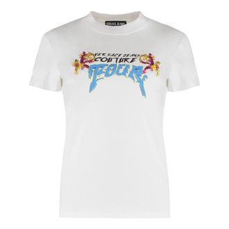 Versace Jeans Couture Crystal Zebra T-Shirt - - Tops - Damen - Wei&szlig; - S