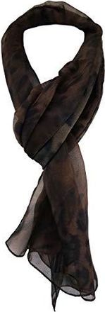 TigerTie &Eacute;charpe unisexe en mousseline de soie Motif l&eacute;opard 160 x 36 cm, marron fonc&eacute; noir., Taille Unique