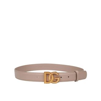 Dolce & Gabbana Femme, Accessoires, Beige, Taille: 80 CM Ceinture Logo en Cuir de Veau Plongé