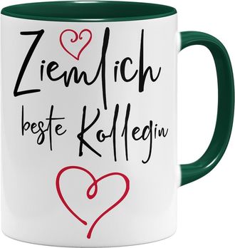 OM3 liebevolle Kaffee-Tasse mit Spruch - Ziemlich Beste Kollegin - Geschenk für die Lieblingskollegin - Geschenkidee - Bürotasse - Keramik Becher - 325ml 