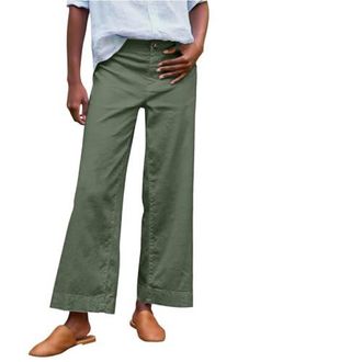 Generic Pantalon court en lin &agrave; jambes larges pour femme - Taille haute - &Eacute;lastique - Pantalon court d&eacute;t&eacute; - Pantalon de travail daffaires avec poches - Pantal