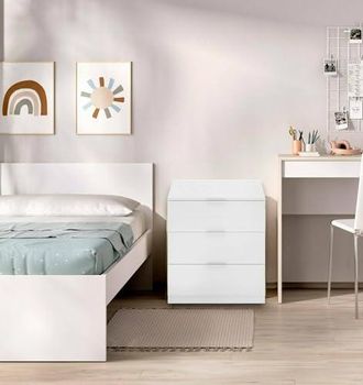 Dmora NachttischCarega, Niedrige Kommode, Tisch, Multifunktionaler Nachttisch, 50x34 h58 cm, Wei&szlig;