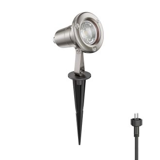 LEDs Com Gartenstrahler MUK mit Erdspie&szlig; f&uuml;r au&szlig;en, Edelstahl, 5,28W 483lm 30&deg; warm-wei&szlig;