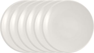 Villeroy & Boch Newmoon Frühstücksteller Weiß 24 Cm 6Er Set, Teller Für Frühstück, Brunch, Kuchen, Dessert, Spülmaschinenfest, Mikrowellensicher, Speiseteller, Esstel