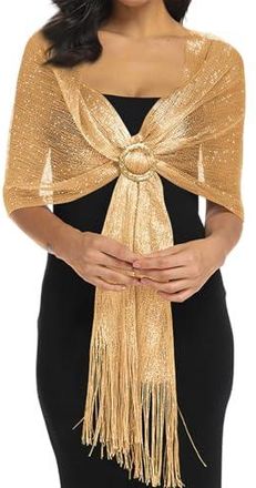 Generic &Eacute;charpe pour femme - &Eacute;tole pour robe de soir&eacute;e avec effet paillet&eacute; et franges - &Eacute;charpe de soir&eacute;e pour occasions festives - En mat&eacute;riau l&eacute;ger - Access