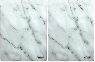 COOK CONCEPT Cook Concept KD3348 Schneidebrett aus geh&auml;rtetem Glas, rechteckig, Marmor-Effekt, Wei&szlig;/Grau, H 0,4 x 30 x 40 cm (Packung mit 2)