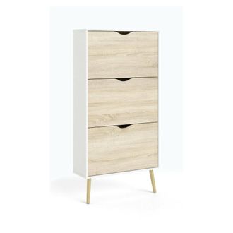 Tvilum Schuhschrank mit drei Schubladen, schwarz-weiß, 70,2 x 138,8 x 23,9 cm