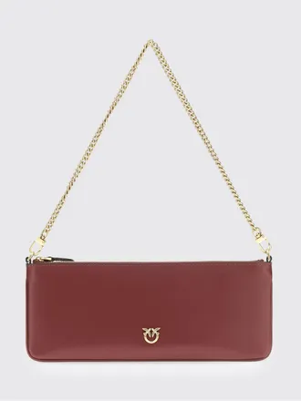 Pinko Horizontal Flat Schultertasche aus Leder mit Love-Birds-Logo