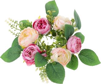 Angoily K&uuml;nstlicher Pfingstrosen Kerzenkranz Kleiner Tischkranz aus Langlebigen Kunstblumen in Rosa Dekoration f&uuml;r Hochzeiten und Festliche Anl&auml;sse