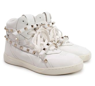 Valentino Garavani White Rockstud Wrap High-top Sneakers Size 36