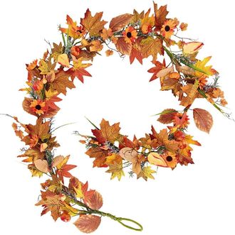 Generic Herbstbl&auml;tter Girlande | 180 cm K&uuml;nstliche Ernte | Innen- und Au&szlig;enbereich Herbstgirlande Feiertagsdekoration,F&uuml;r Party Kamin Vordert&uuml;r Terrasse Garte