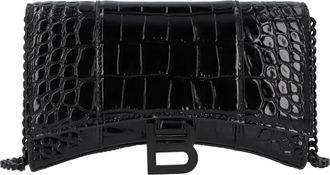 Balenciaga Hobo Bags - Hourglass Wallet On Chain Crocodile Embossed - Gr. unisize - in Schwarz - für Damen