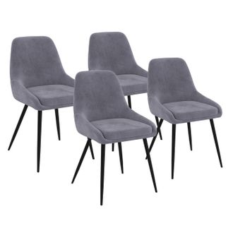 IDMarket Set Di 4 Sedie Thalya In Velluto Grigio Chiaro Con Braccioli