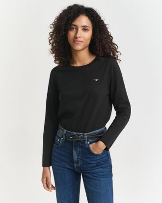 GANT Damen Shield Langarm-T-Shirt (XXXL) Schwarz