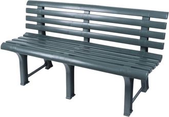 Dmora Gartenbank Artur, 3-Sitzer, Lamellenr&uuml;ckenlehne, Oberfl&auml;che glatt, 49x145x74h cm, Gr&uuml;n