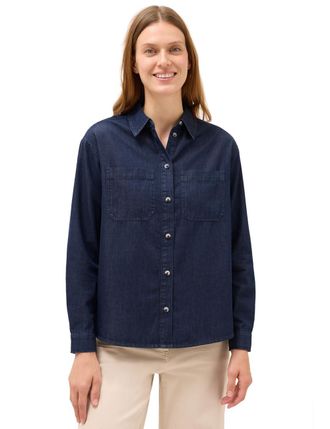 Cecil Damen 3412022 Denim Look Baumwollhemdbluse, mid Blue wash, X-Large