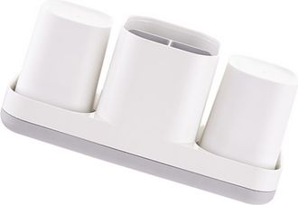 BESPORTBLE PAMINGONO Zahnb&uuml;rstenhalter Badezimmer Wei&szlig; Praktischer Zahnputzbecher und Zahnpasta Aufbewahrungsst&auml;nder Abnehmbar Trocken Hygienisch F&uuml;r Familien un