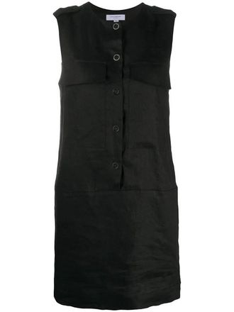 Equipment Black Linen Sleeveless Utility Mini Dress Size M