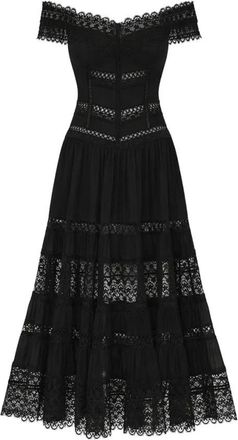 Charo Ruiz Ibiza Femme, Robes, Noir, Taille: 38 FR Amaira Lace Tiered Maxi Dress