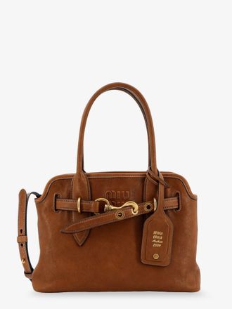 Miu Miu Aventure leather handbag with embossed lettering logo - MIU MIU - gender_Woman