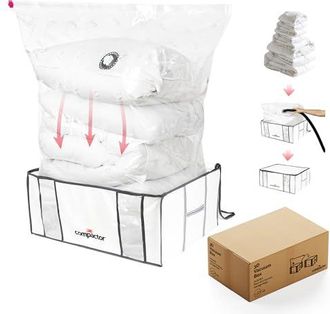 Compactor 3 Stück XXL Vakuumbeutel Vakuumbeutel Vakuumbeutel für Kleidung mit halbstarrer Box, Kompressionswürfel für Decken und Decken