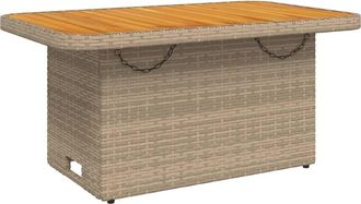 Generic SDWEHO7 Gartentisch mit Holzplatte, Polyrattan Beistelltisch Terrassentisch Balkontisch Wetterfest Rattantisch Garten Balkon Esstisch, Hitze- und Wett