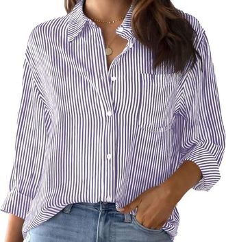 Generic 2026 Chemisier Femme Chic &Eacute;l&eacute;gant Coton T-Shirt Surdimensionn&eacute;e Manches Longues Blouse Col en V Boutonn&eacute; Tunique Couleur Unie Chemise D&eacute;contract&eacute; Resp