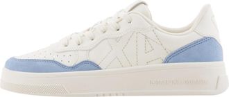 A|X Armani Exchange Damen Seattle, Suede Details, Embroidered Logo Sneaker, Off White+ Blue+ Off White, 37 EU