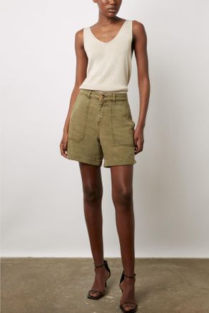 Gerard Darel Short en lin m&eacute;lang&eacute; - CATILLE - Vert Kaki