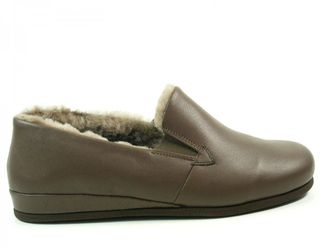 Rohde 6420 Viborg Herren Hausschuhe Leder Lammfell, Gr&ouml;&szlig;e:47 EU, Farbe:Braun