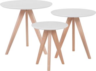 Beliani Couchtisch Weiß Modernes 3er Set Kaffeetisch rund Vegas