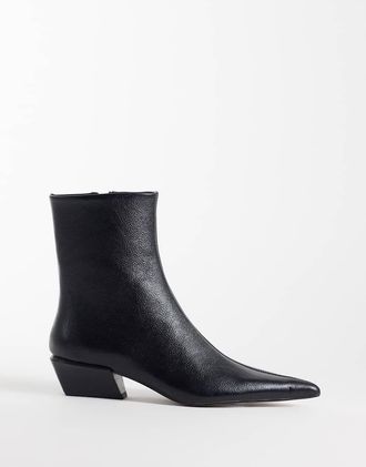 Asos bottines &agrave; bout pointu en cuir v&eacute;ritable noires