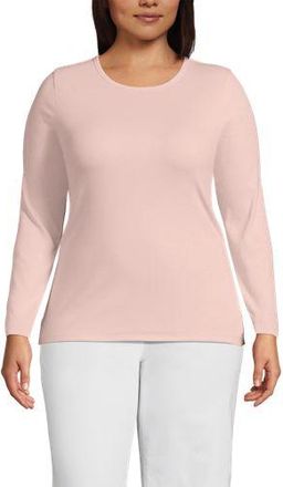 Lands End Langarmshirt aus mikrofeinem Baumwollripp, Damen, Gr&ouml;&szlig;e:48-50 plus, Pink, Baumwolle/Elasthan, by Lands End