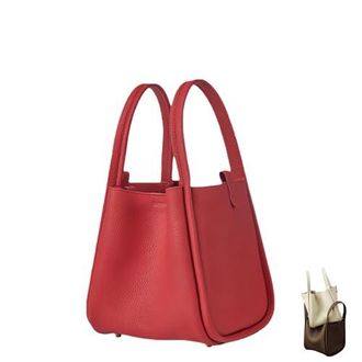 Generic Petit sac seau en cuir pour femme - Design classique - &Eacute;l&eacute;gant - Fourre-tout souple - Sac &agrave; main Hobo, Rouge, 17cm*19cm*20cm/ 6.69in*7.48in*7.78in
