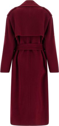 Alberta Ferretti Double-Breasted Wool-Cashmere Coat - Burgundy