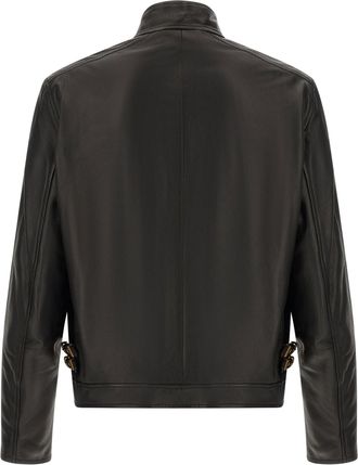 Versace Lamb Nappa Leather Biker Jacket - Black