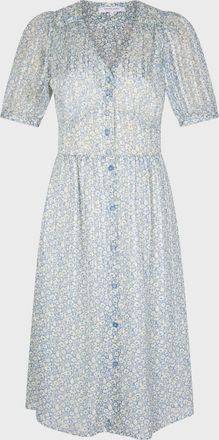 Gerard Darel Robe mi-longue &agrave; fleurs - Bleu gris&eacute;