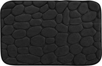 Douceur d'Intérieur Ricochet Badematte (50 x 80 cm), Schwarz, einfarbige Relief-Mikrofaser