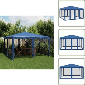vidaXL Vidaxl - Tente de f&ecirc;te avec 8 parois lat&eacute;rales en maille bleu 4x4m pehd - Tente De F&ecirc;te - Tentes De F&ecirc;te - Tente - Tente De Gazebo