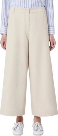 Max Mara Femme, Pantalons, Beige, Taille: 38 FR Pantalon Large Court en Drill