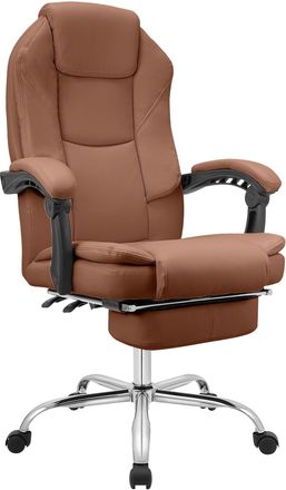 Clp B&uuml;rostuhl ergonomisch mit Fu&szlig;ablage Castle, Schreibtischstuhl gepolstert Kunstleder, Drehstuhl h&ouml;henverstellbar bis 130 kg belastbar, Farbe:Hellbraun