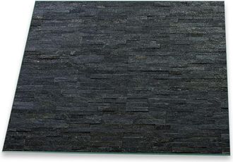 Decorwelt Herdabdeckplatte Abdeckung Ceranfeld Abdeckplatte Schneidebrett 1-Teilig 60x52 Schiefer Ziegel Steine Schwarz Spritzschutz Glasplatte Ceranfeldabdecku