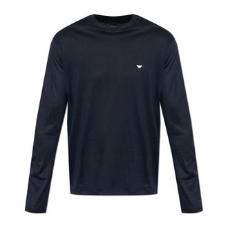 Emporio Armani Lyocell Blend Jersey Sweater - - Tops - Herren - Blau - 2XL